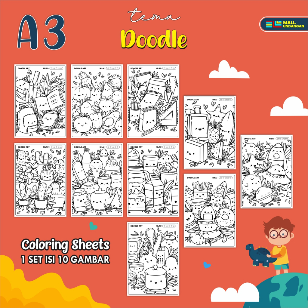 DOODLE แผ่นกระดาษสี THEME- แผ่นสีกระดาษสําหรับเด็ก - กระดาษวาดภาพแบบ ...