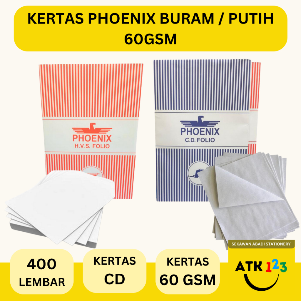 PHOENIX กระดาษซีดีทึบแสง / 60GSM HVS Paper Folio Size F4 Phoenix Brand ...