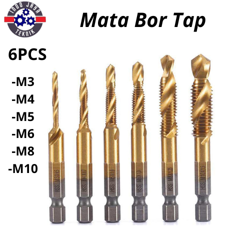 MATA 6 ชิ้นสีเหลืองแตะเจาะ Bits ด้าย Maker เจาะแตะชุด Hex Twist เกลียว ...