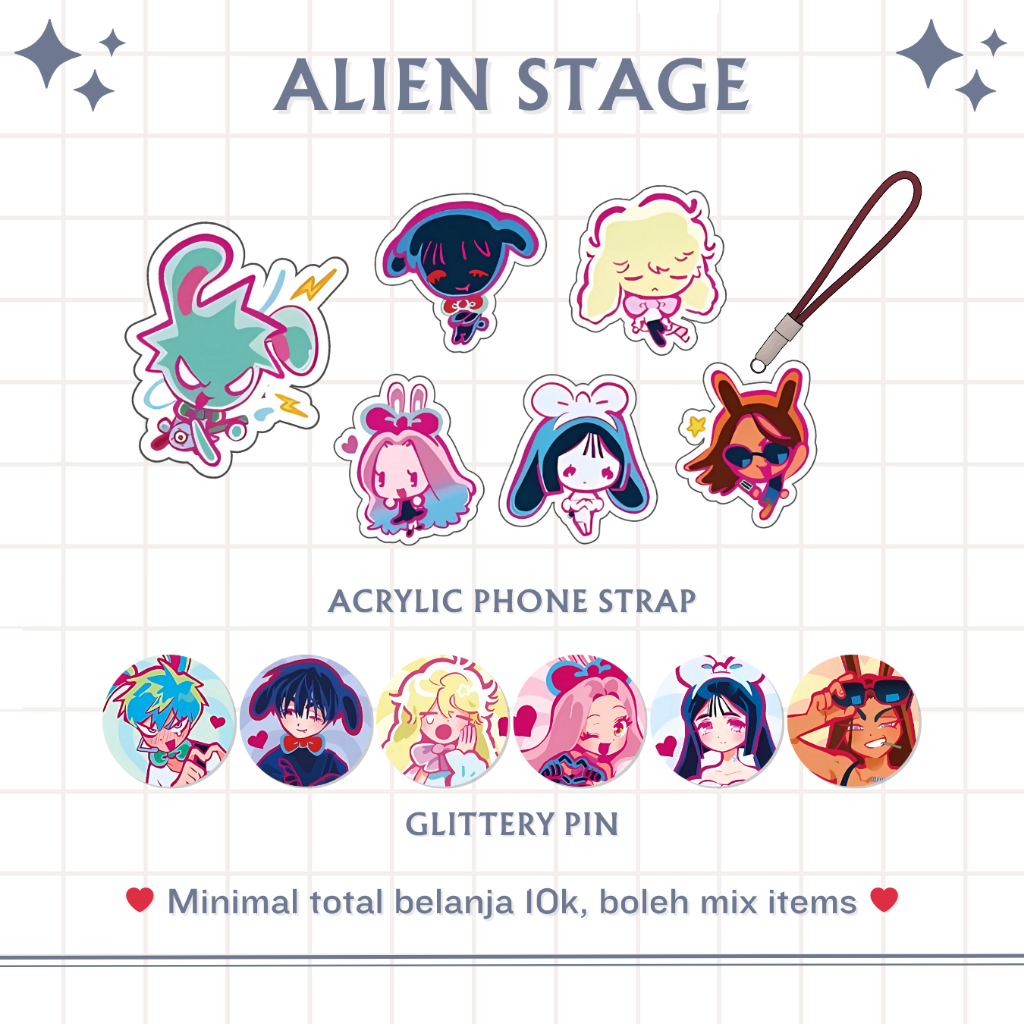 สายรัดโทรศัพท์ ACRYLIC CHIBI ALIEN STAGE ALNS | BUNNY GLITTERY PIN ...
