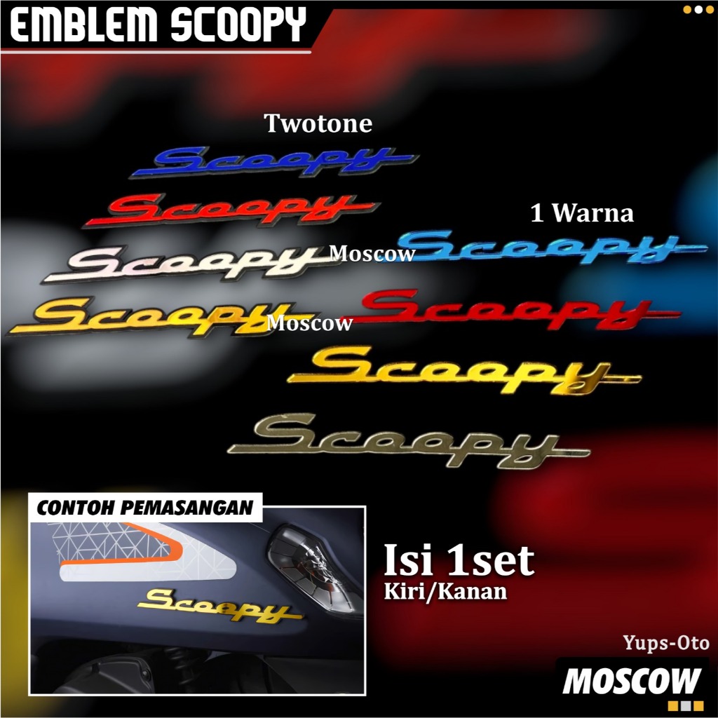 3D HONDA SCOOPY ACRYLIC EMBLEM / สติ๊กเกอร์กระจกติดโลโก้ชุด PAIR RIGHT ...