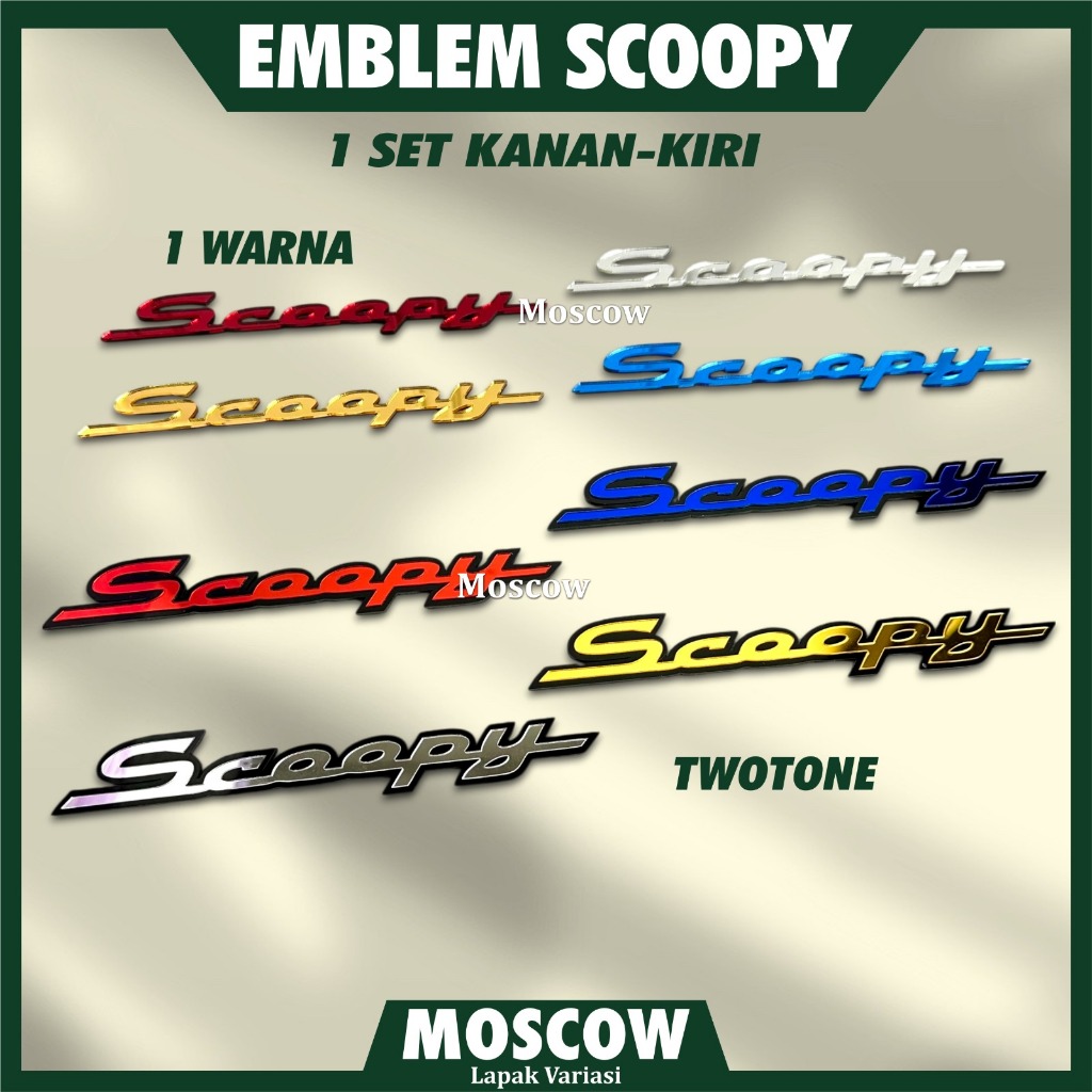 SCOOPY EMBLEM PAIR ซ้ายขวาสแตนเลส 2PCS SCOOPY LOGO EMBLEM GLASS STICKER ...