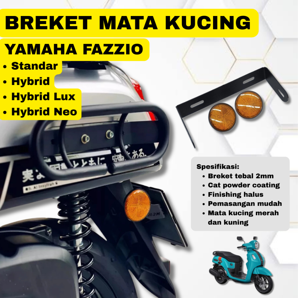 MATA Yamaha Fazzio Number Plate Bracket Cat Eye Set | ไฟสะท้อนแสง Cats ...