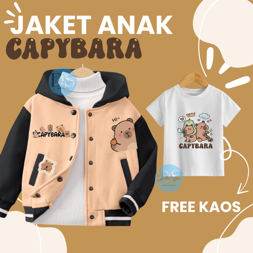 CHILDRENS JACKET เสื้อยืด CAPYBARA ฟรี AGE 2-12 ปี BOYS AND GIRLS ...
