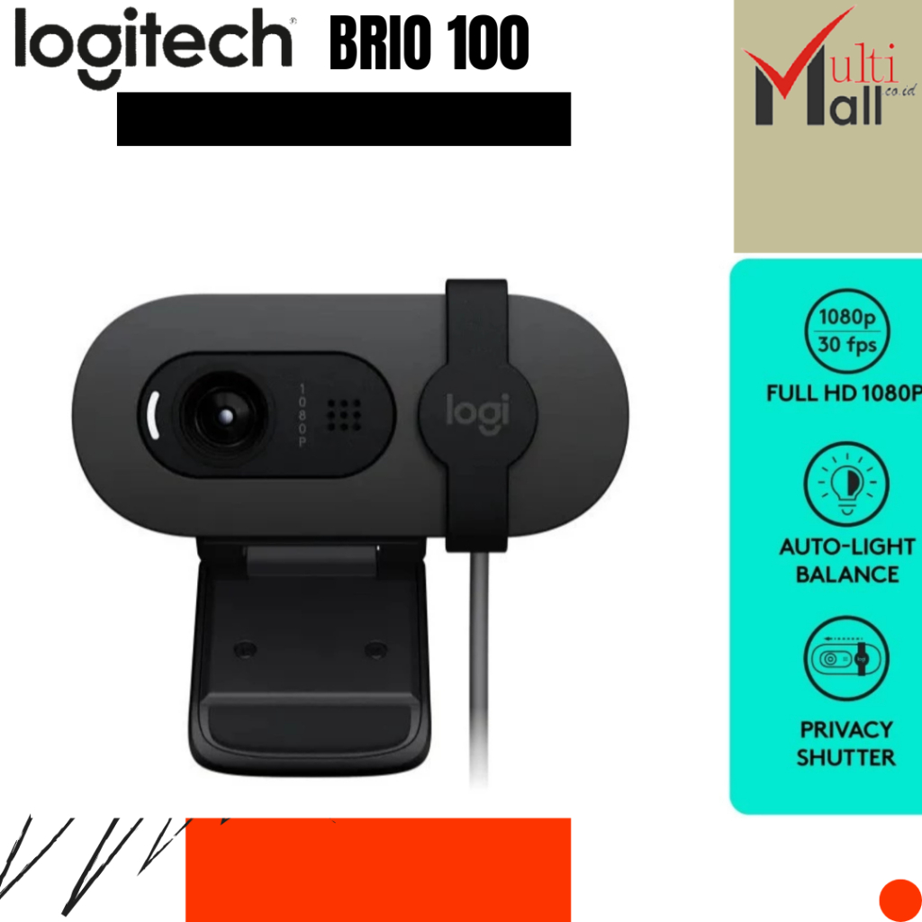 Logitech Brio 100 Webcam Full HD SUTTER Privacy & Built-in Microphone ...