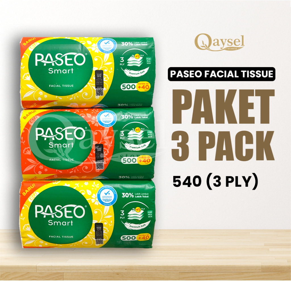 PASEO SMART PACKAGE 3 ชิ้น ทิชชู่ 540 (500+40 ชั้น) กระดาษเช็ดหน้า 3 ...