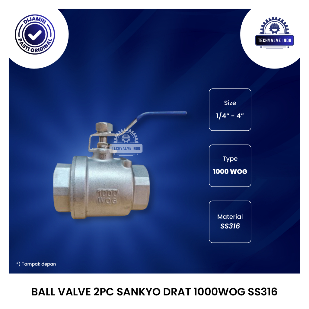 STOP KRAN / BALL VALVE SANKYO SS316 1/2" INCH TYPE BODY DRAT 2PC FULL BORE ORIGINAL | Shopee ...