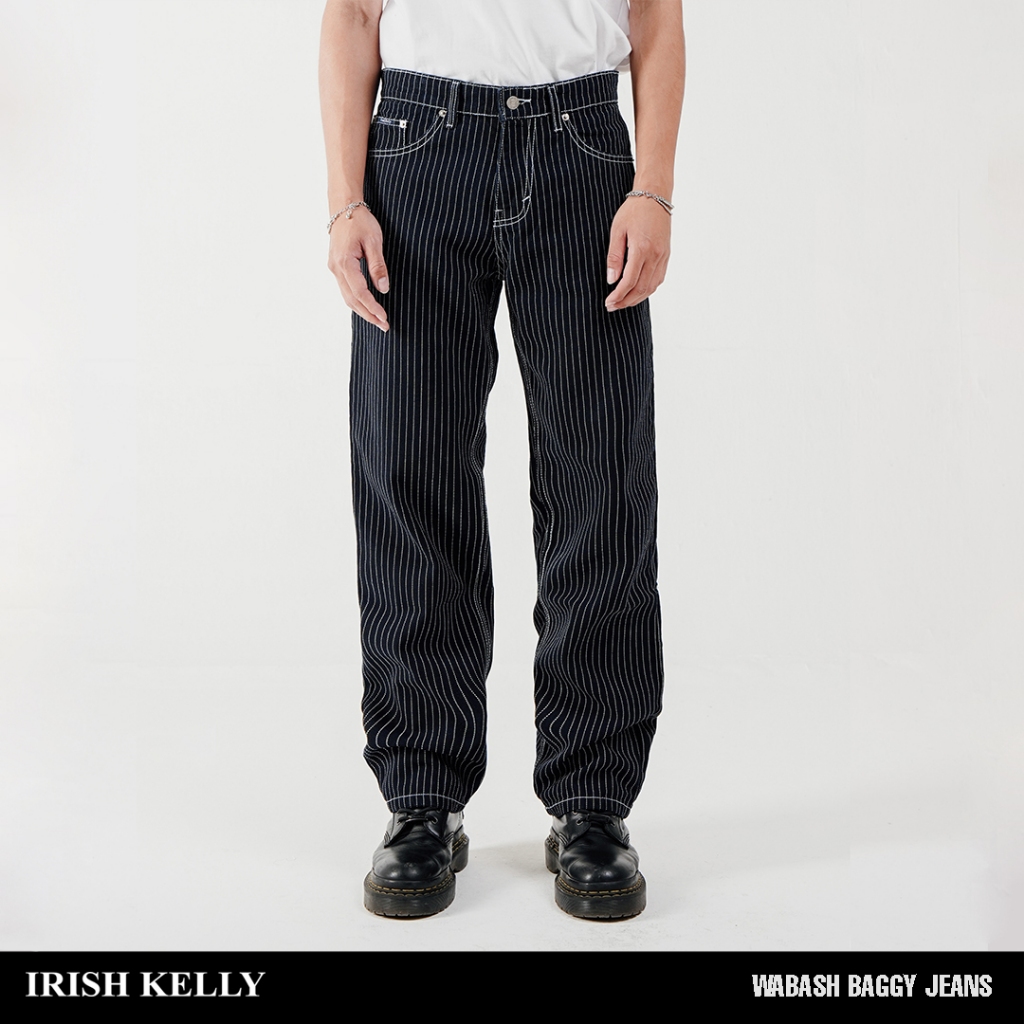 IRISH KELLY Wabash Baggy Jeans กางเกงขายาวผ้าเดนิมสีน้ําเงินเข้ม ...