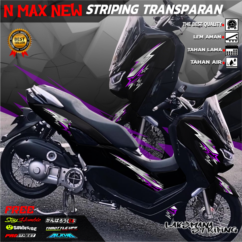 ใหม่ 155 NMAX STRIPING YAMAHA NMAX GEN 2 TRANSPARENT สติ๊กเกอร์สามารถ ...