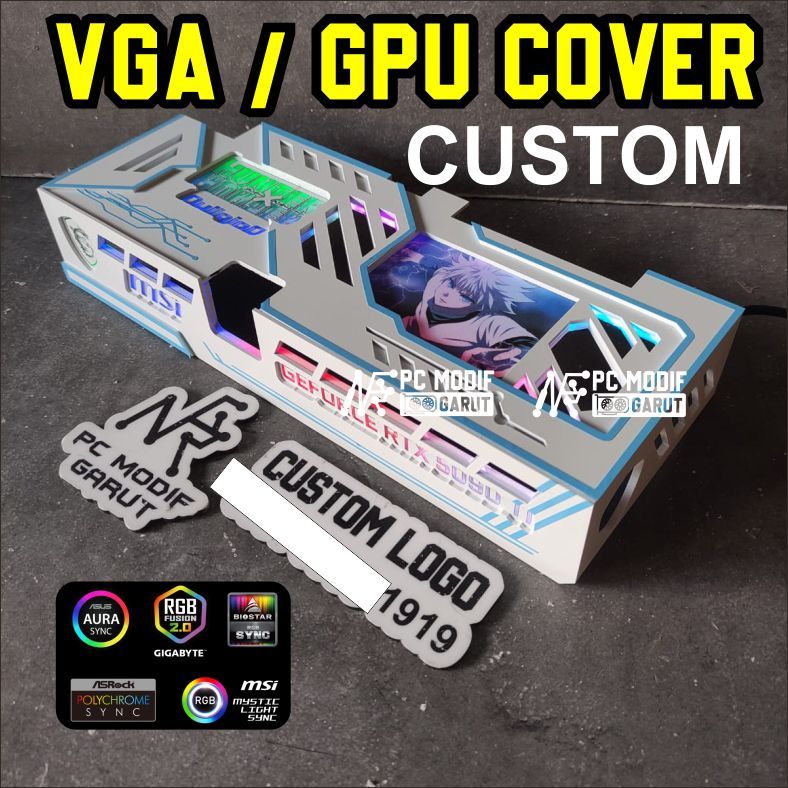 ฝาครอบ VGA GPU COVER ANIME EDITION โลโก้ที่กําหนดเอง 3 PIN ARGB SYNC PC ...