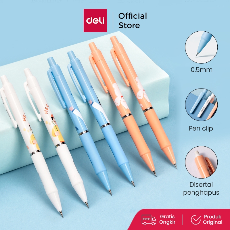 ดินสอกด Deli 0.5 มม. ดีไซน์การ์ตูนพร้อมคลิปและยางลบ S325-TG | Shopee ...