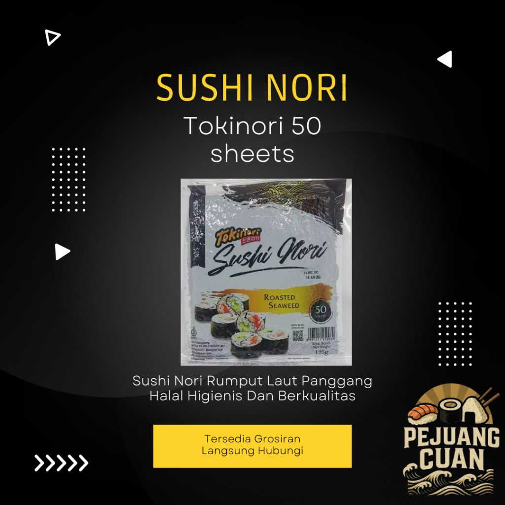 NORI SUSHI TOKINORI 50 แผ่นพรีเมี่ยม HALAL MORE SAVORY THAN NICO NORI/MANCHE NORI/JAVA NORI ...