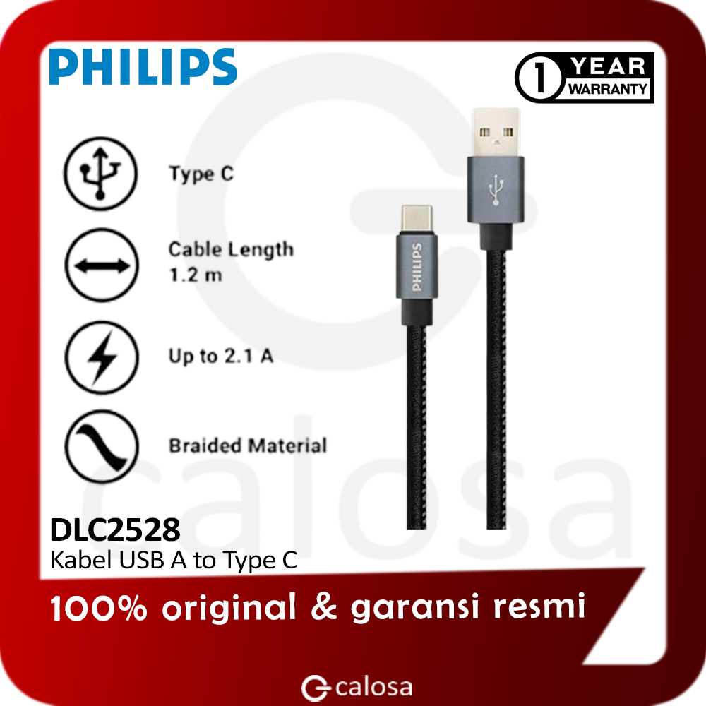 Philips DLC2528 USB-A to Type-C Fast Charging Data Cable Original ...