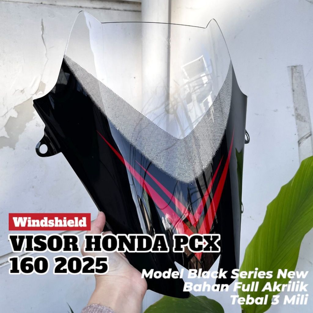 VISOR PCX 160 NE 2025 V1 BLACK SERIES MATERIAL FULL ACRYLIC THICK 3 ...