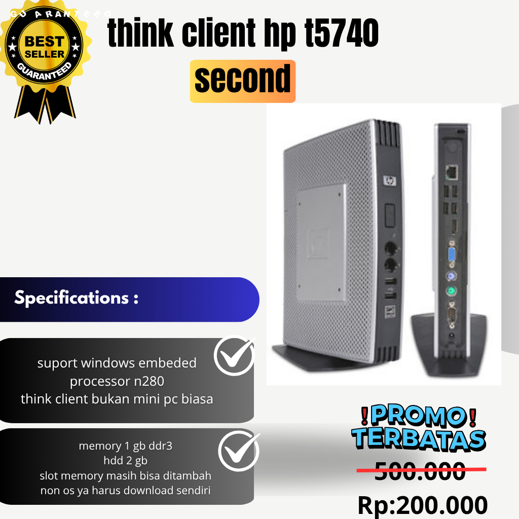 Mini Think Client Hp T5740 Cpu N280 ram 1gb/2gb hdd non adapter ...