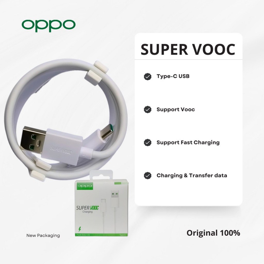 ORI OPPO SUPER VOOC DATA CABLE 100% BT (TYPE-C) | ต้นฉบับต้นฉบับ ...