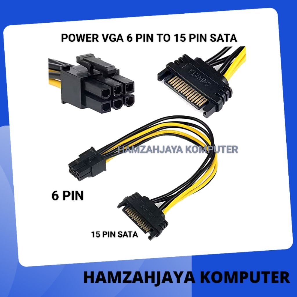 สายไฟ Sata 15 พินเป็น 6 พิน VGA PCIE VGA CARD สาย 6 PIN TO 15 PIN SATA ...