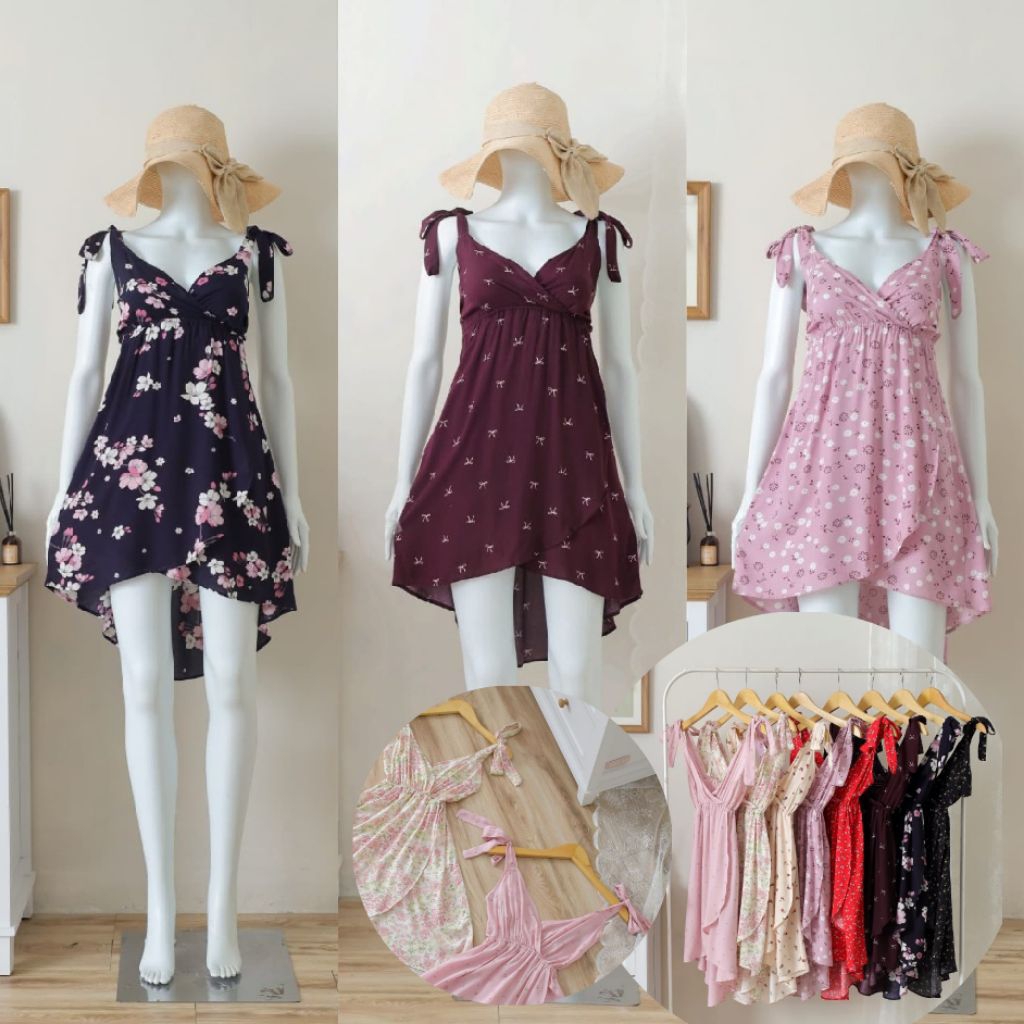 MOZZA DRESS/ HAURA DRESS SHORT MINI SEXY DRESS KNEE LENGTH PULL STRAP MODERN BUSUI FRIENDLY ...