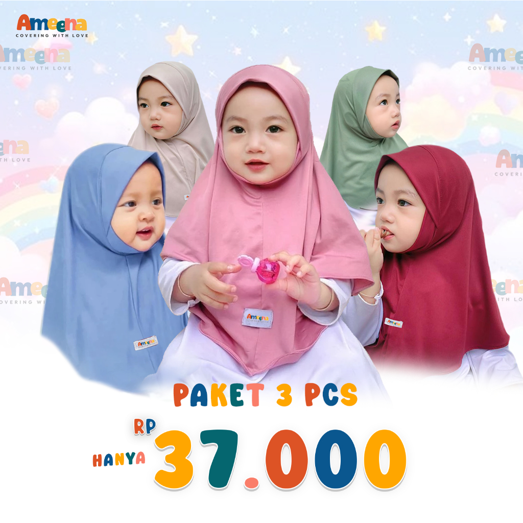 [PACKAGE OF 3 ชิ้น] Baby Hijab Hijab Chin Malay Jersey อายุ 0-3 ปีทุก ...