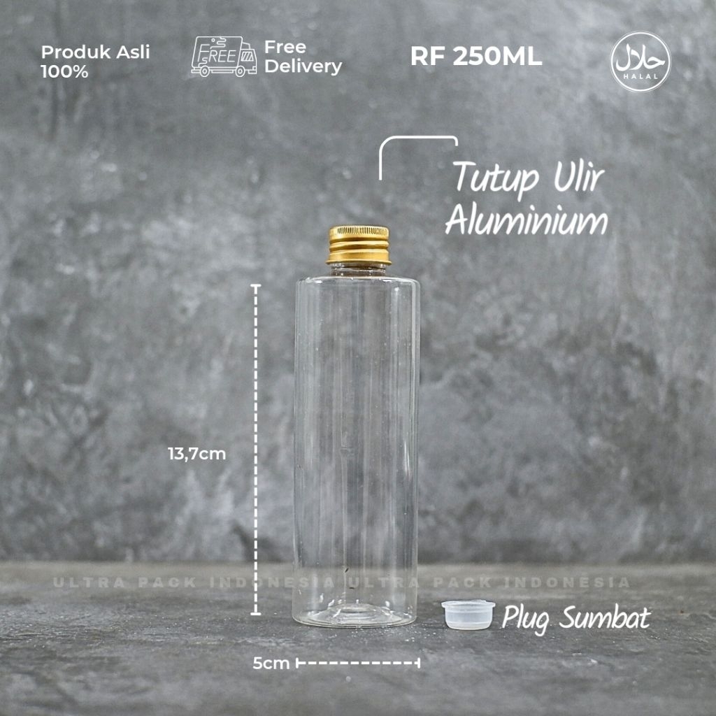 บรรจุเครื่องดื่มขวดฟู้ดเกรด - ขวด PET RF ใส 250ML + ปลั๊ก + ฝาปิดสกรูอลูมิเนียม | Shopee Thailand