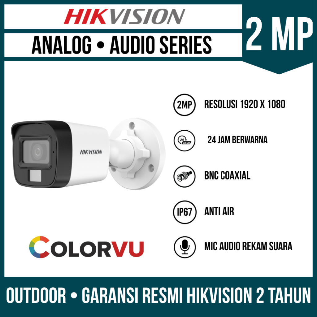 HIKVISION COLORVU 2MP OUTDOOR AUDIO SERIES กล้องวงจรปิด COLORFUL ...