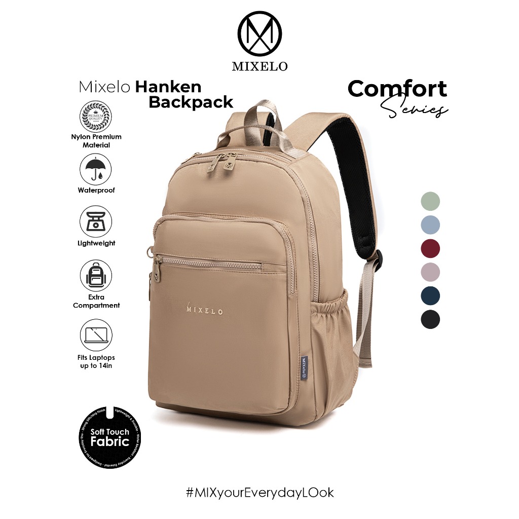 Mixelo Hanken Backpack Nylon Waterproof Casual Laptop Backpack | Shopee ...