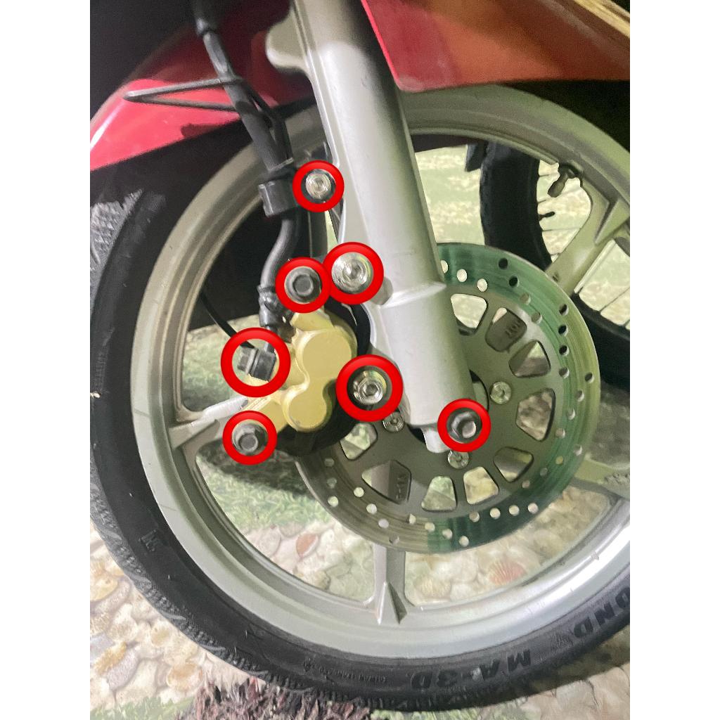 BREQUETTE BOLT + เบรค + TOJOSAN CAMPAS2 + ด้านหน้า CALIPER (6 BOLTS ...