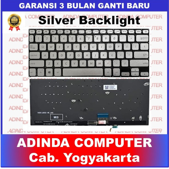 Asus VivoBook S14 X430 S430FA S430FN S430U คีย์บอร์ดแบ็คไลท์สีเงิน ...