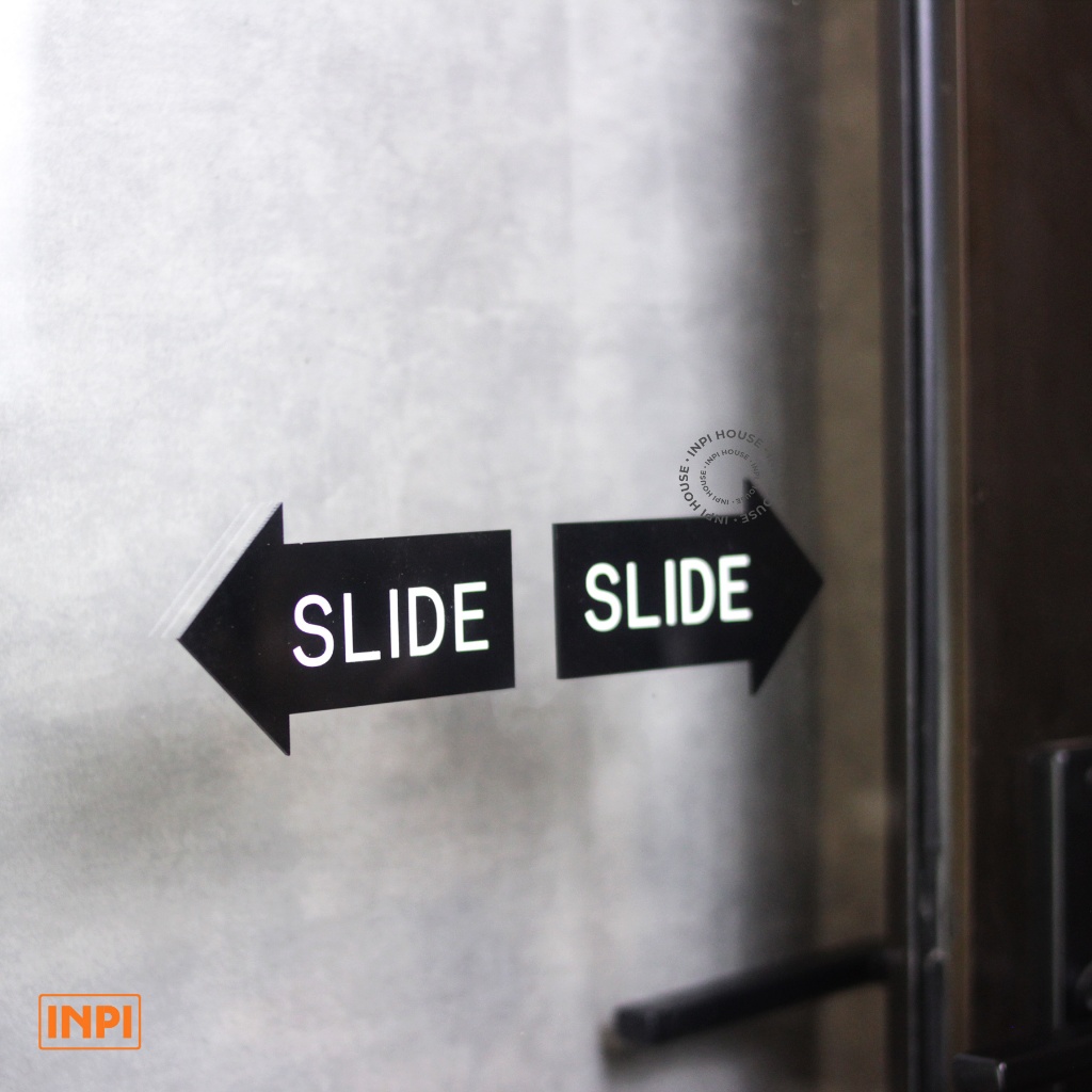 Signage Arrow Slide Door Shop ประตูบานเลื่อนบานเลื่อน - บ้าน INPI ...