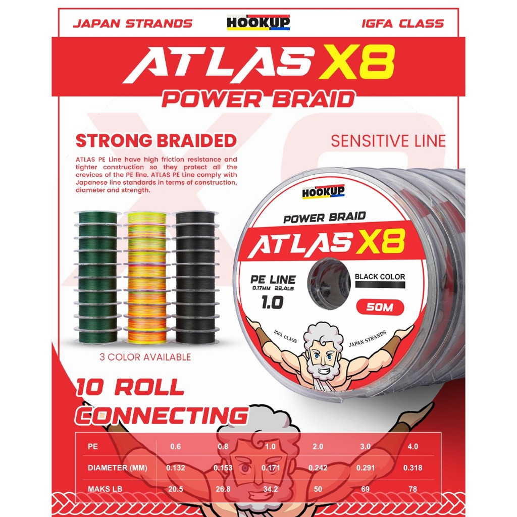 Atlas X8 สายเบ็ด PE 50 เมตร | Shopee Thailand