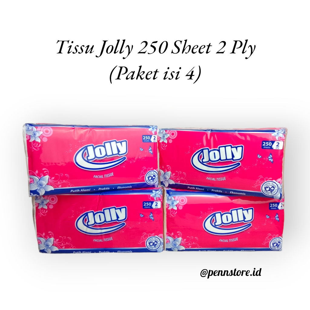 (แพ็คเกจบรรจุ 4) ทิชชู่ Jolly 250 แผ่น 2 ชั้น | Shopee Thailand