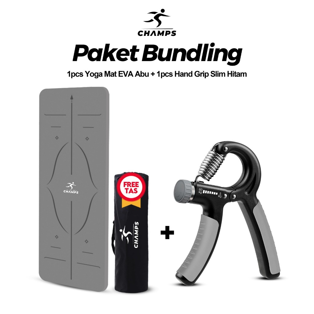เสื่อโยคะ Champs Bundling Package TPE/EVA ชั้นเดียว & ปลอกแฮนด์ แพ็คเกจ ...