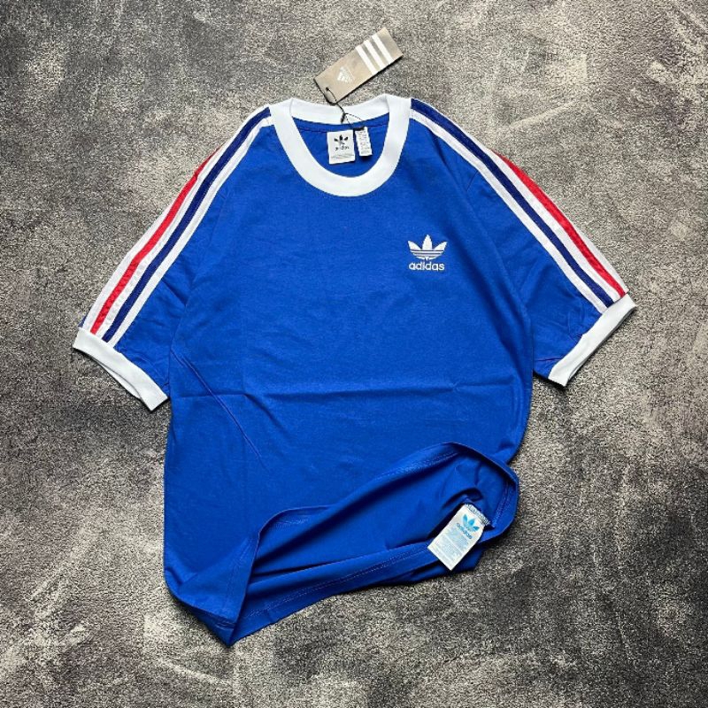 เสื้อยืด Adidas Ringer Tee 3 Stripes Adidas Blue Color Full Tag Wos ...