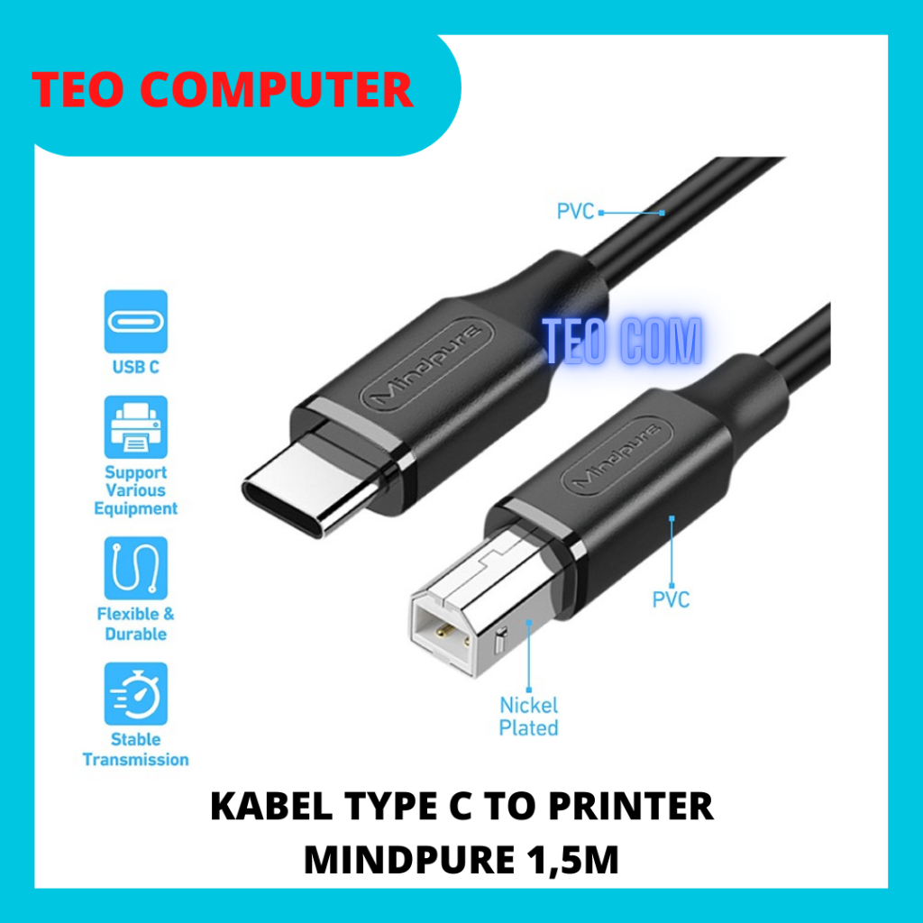 สาย USB TYPE C TO PRINTER MINDPURE / สาย PRINTER / สาย USB TYPE C TO ...
