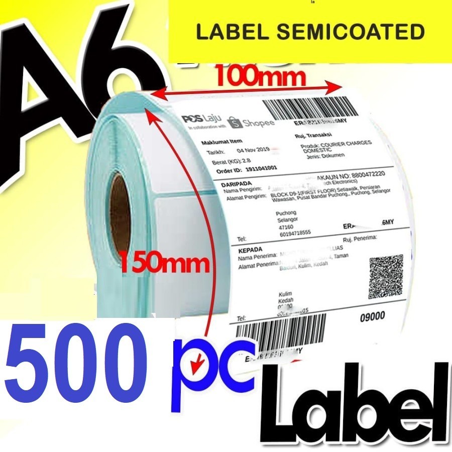 Smartcom Barcode Sticker Label Paper 100 x 150 Thermal Sticker Paper ...