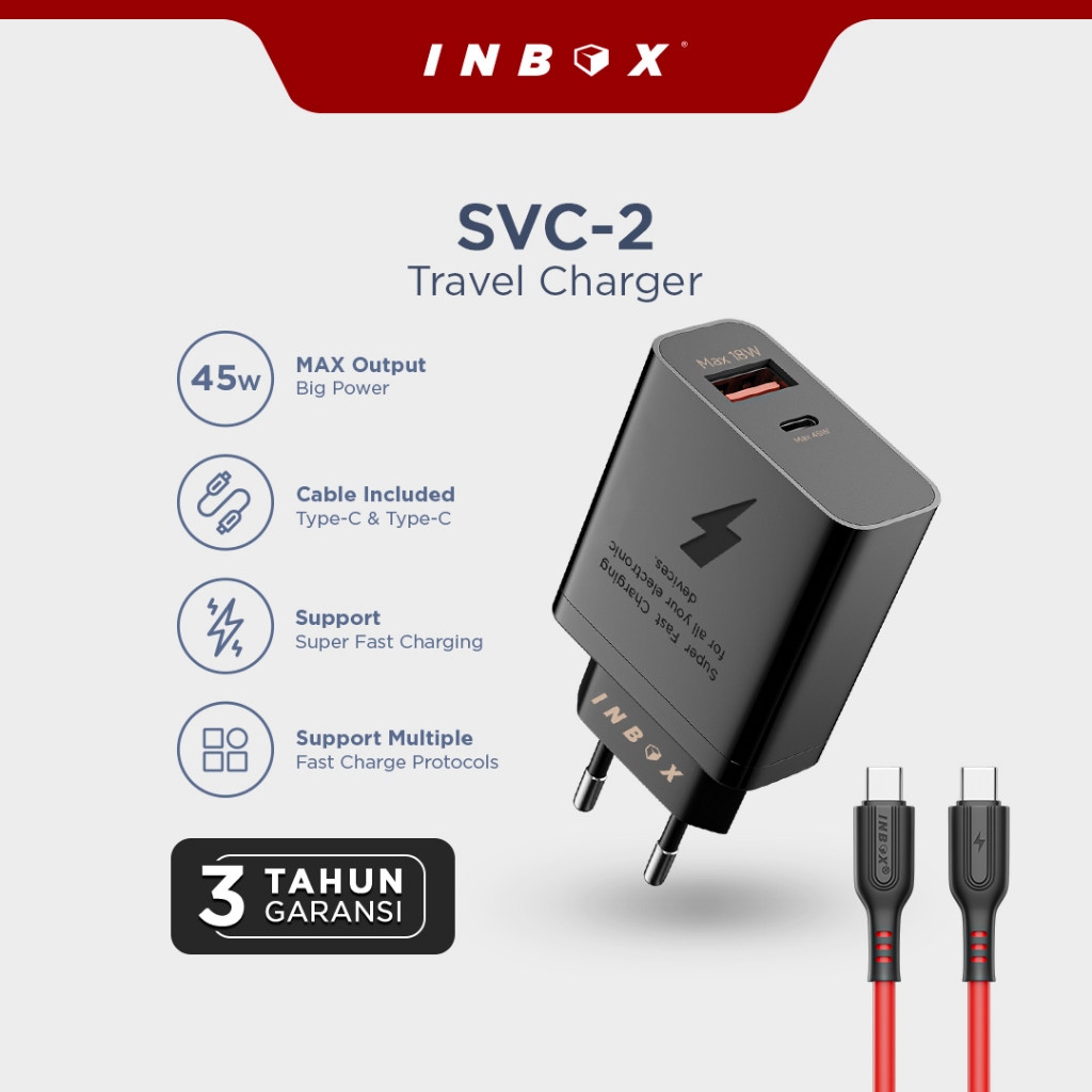Inbox SVC-2 45W ชาร์จเร็วสุด Dual Port USB Type C หัวชาร์จ - อะแดปเตอร์ ...