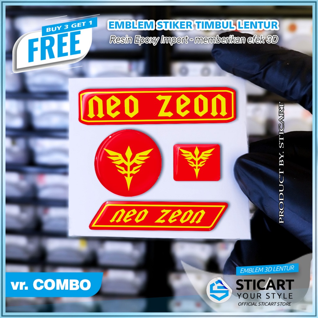Gundam ZEON EMBLEM embossed MOTORCYCLE STICKER COMBO 3D FLEXIBLE นูน ...