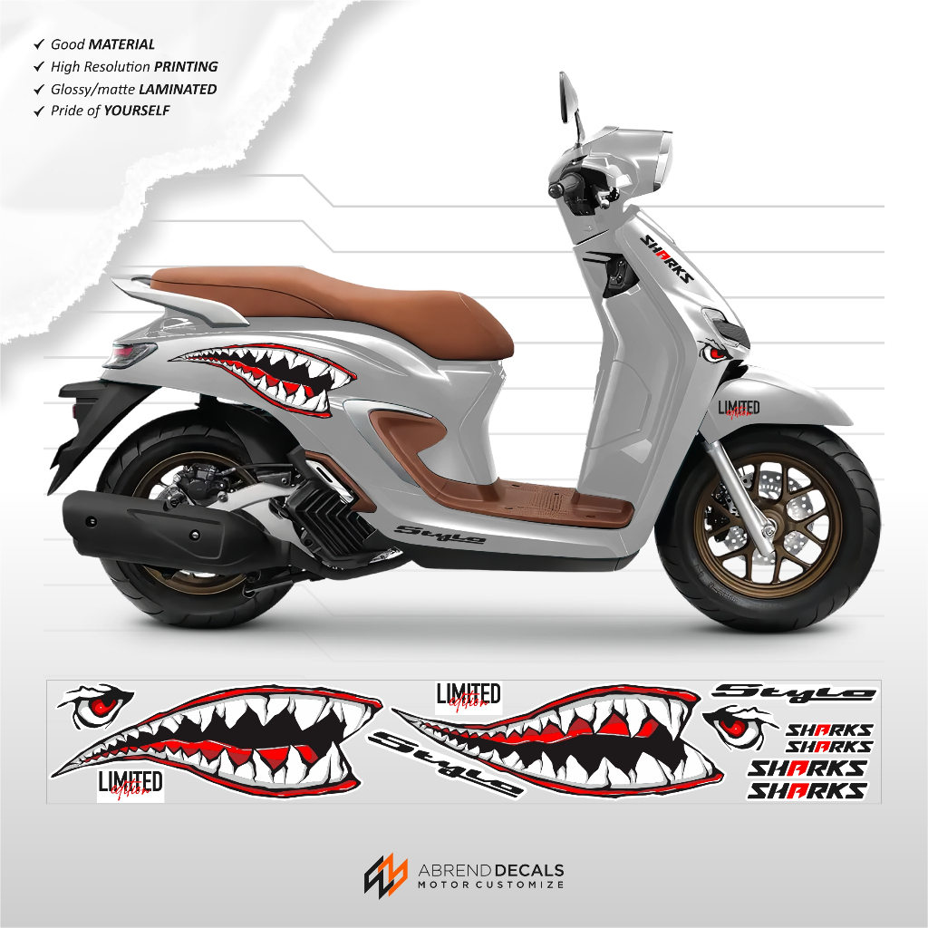 โปร่งใส Stylo Shark Striping / Honda Stylo 160 สติกเกอร์รถจักรยานยนต์ ...