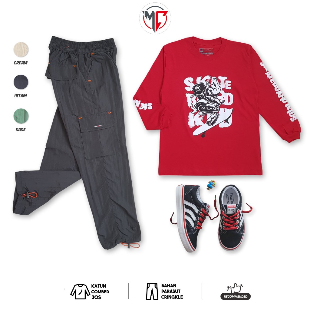 MAXIMO.CO Childrens Skater Kid Red Distro Clothes and Long Parachute ...