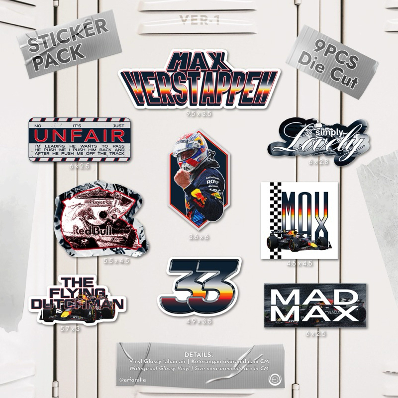 Max Verstappen Sticker Pack [สติ๊กเกอร์ DieCut 9 ชิ้น] | Shopee Thailand