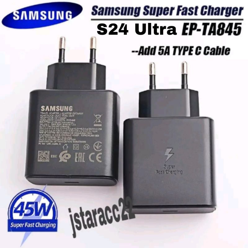 Carger ADAPTER Head SAMSUNG GALAXY S24 ULTRA 45WATT TYPE C CHARGER ...
