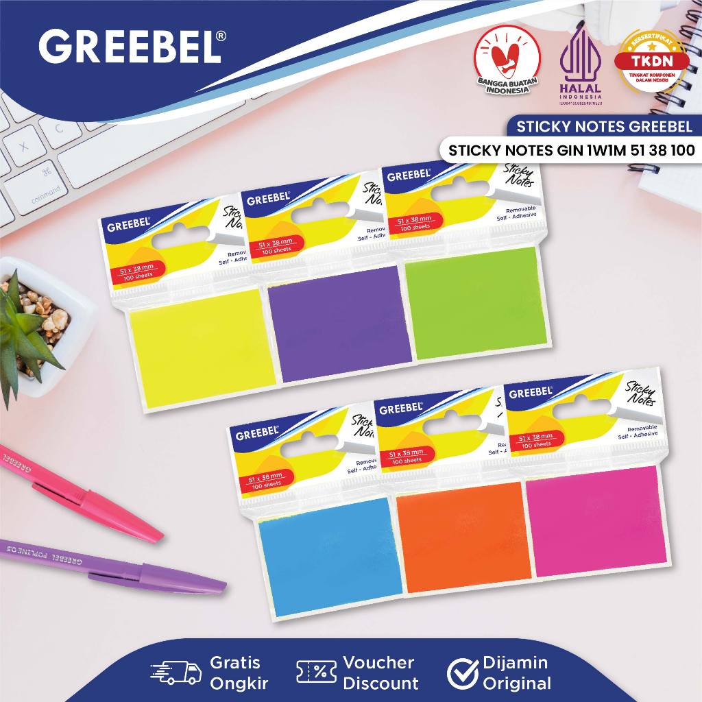 Greebel STICKY NOTES GSN 1W1M 51 38 100 /Memo Pad Note/DIY Planner ...