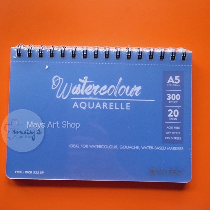 Kf7 สีน้ํา Aquarelle หนังสือแหวนเกลียว A5 และ A4 Vtec Water Color Pad ...