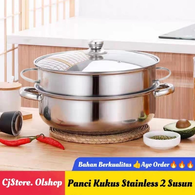 กระทะนึ่งสแตนเลส 2 ชั้น 28 ซม. เครื่องนึ่ง Dangdang - กระทะนึ่งสแตนเลส ⭐Cjstore⭐ | Shopee Thailand