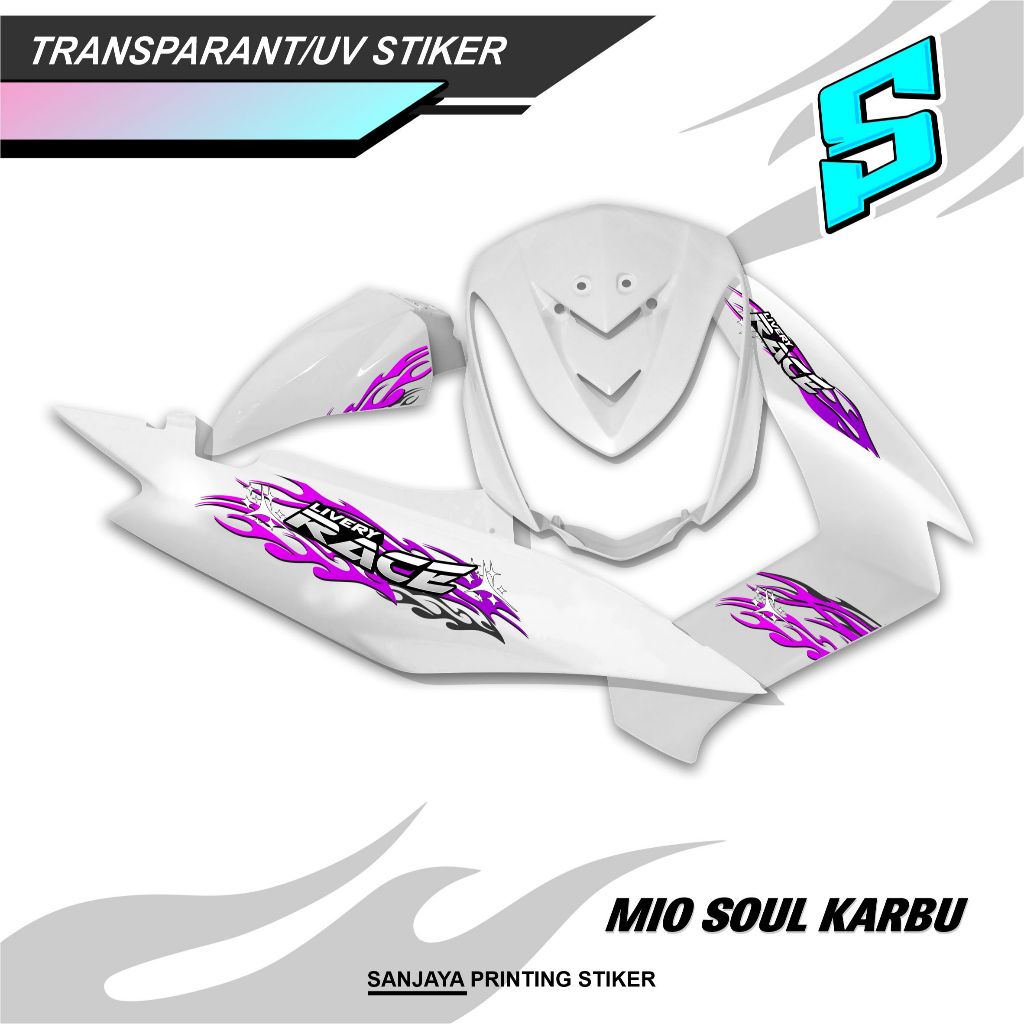 Ungu Yamaha MIO SOUL TRANSPARENT สติ๊กเกอร์พรีเมี่ยม LIVERY RACE API ...