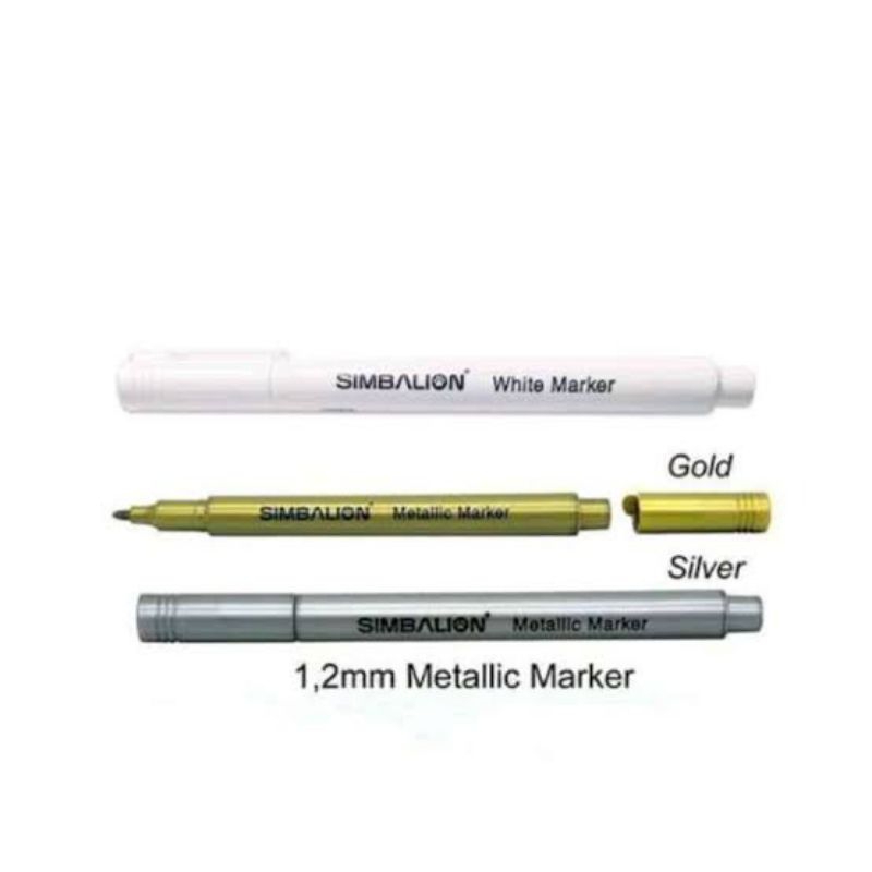 SIMBALION สีขาว METALLIC GOLD SILVER PERMANENT MARKER WHITE GOLD SILVER ...