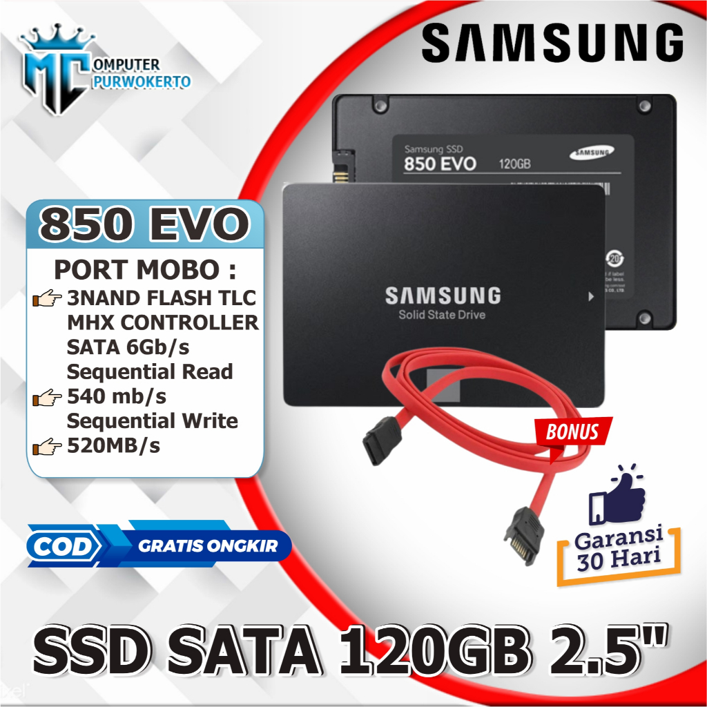 Ssd Samsung 120 GB 850 EVO 120GB SATA III 2.5" นิ้ว | Shopee Thailand