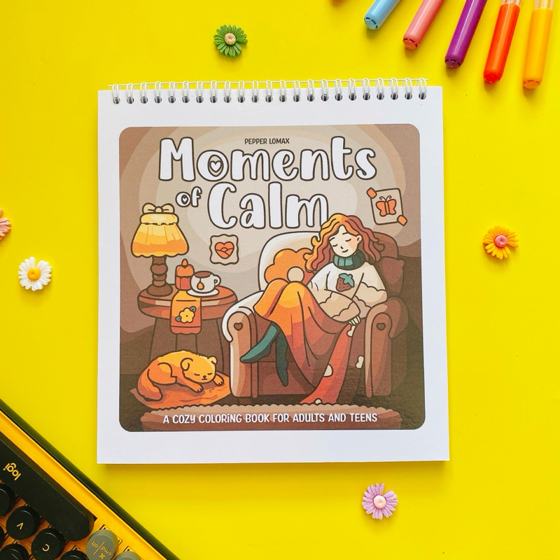 Moments Of Calm Coloring Book - สมุดระบายสีบําบัดความเครียด | Shopee ...