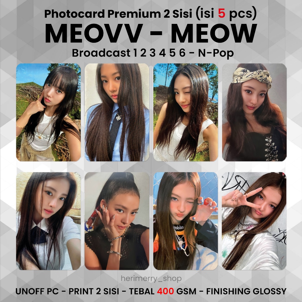 (CONTENTS ของ 5 ชิ้น) MEOVV MEOW Photocard - โฟโต้การ์ดพีซีระดับพรีเมียม 2 ด้าน สินค้าการ์ด Kpop ...