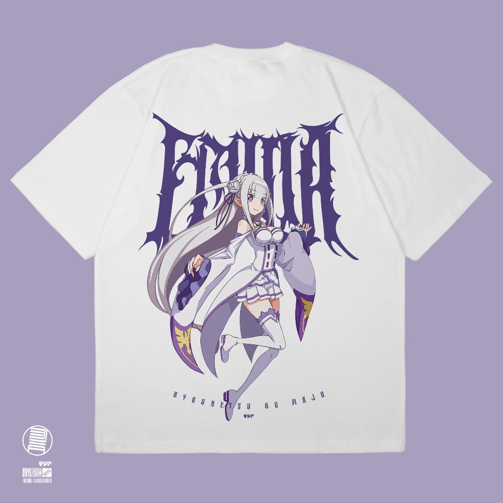 Emilia Re Zero EMT เสื้อยืดอะนิเมะมังงะ Wibu ญี่ปุ่นเสื้อยืดผ้าฝ้าย ...